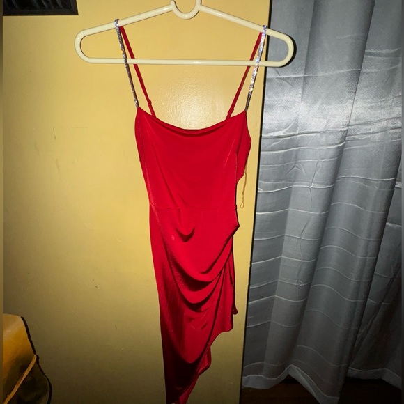 madrag | Dresses | Red Dress With Split On The Right Side And Sparky ...
